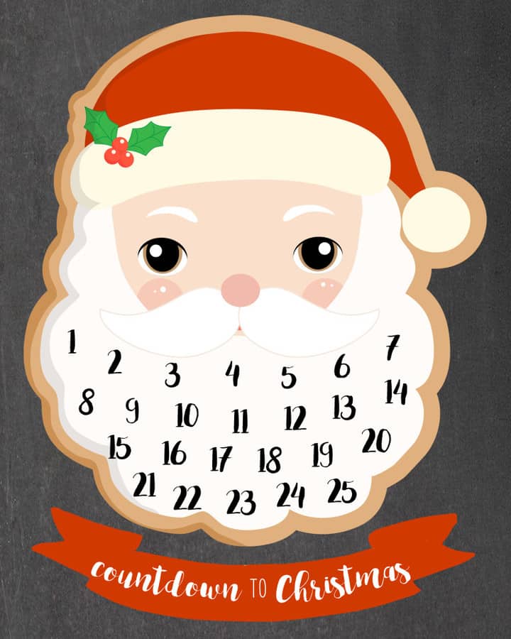 santa claus printable advent calendar