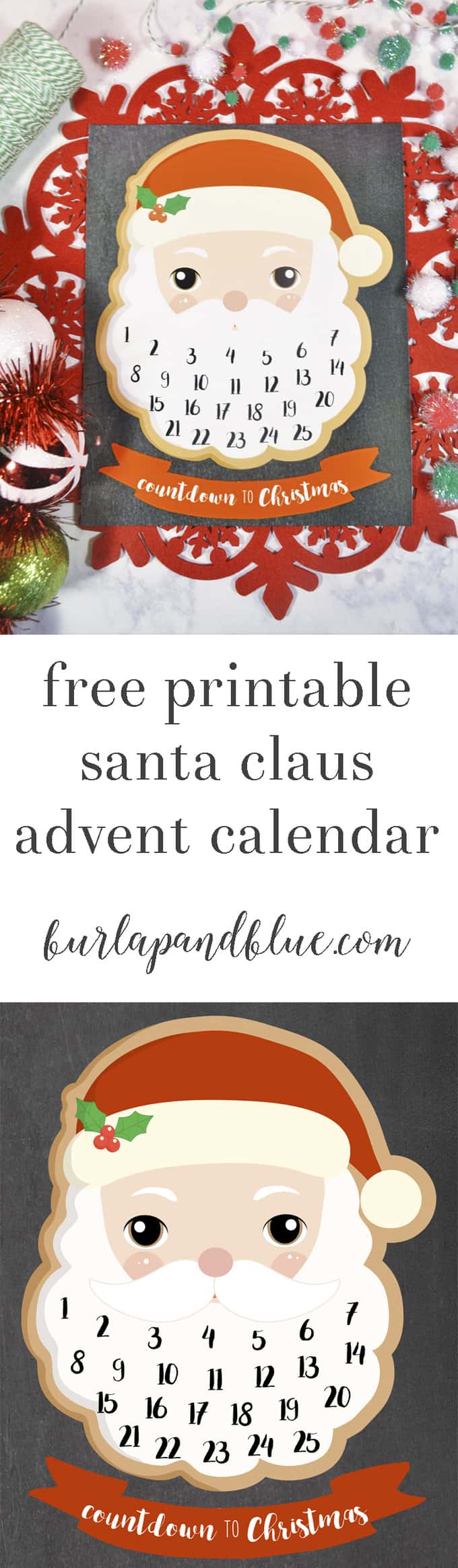 santa claus printable advent calendar
