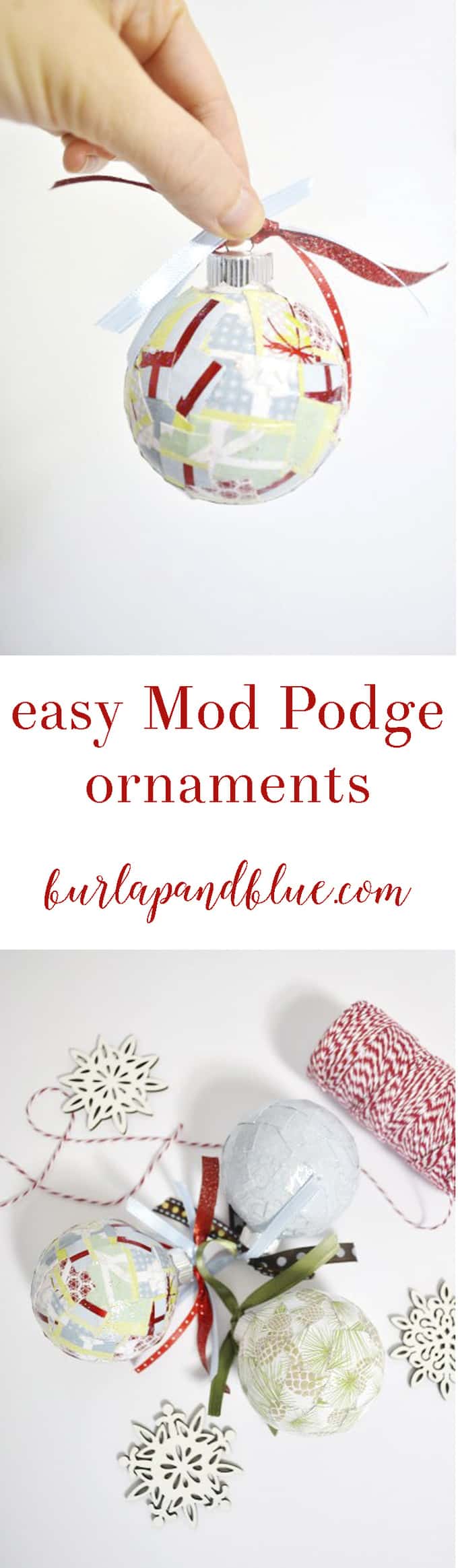 DIY Christmas Ornaments {How to Mod Podge Glass Ornaments}