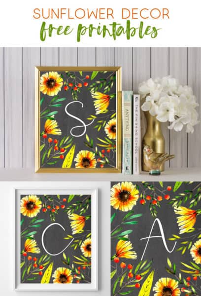 Sunflower Wall Art Idea {Free Sunflower Alphabet Printables}