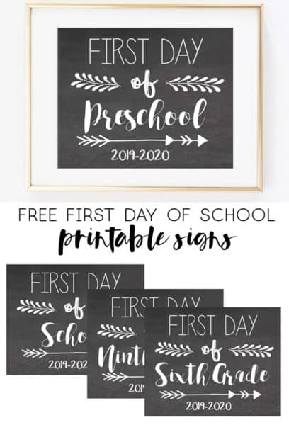 Free First Day of School Printable Signs (2019-2020)