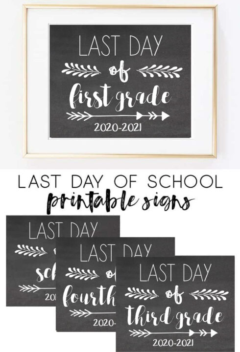 Last Day of School Printable Signs: Chalkboard 2020-2021