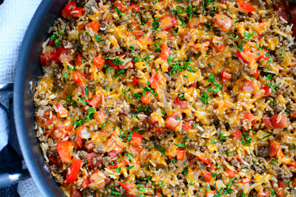 Ground Beef and Rice One Pan Dinner